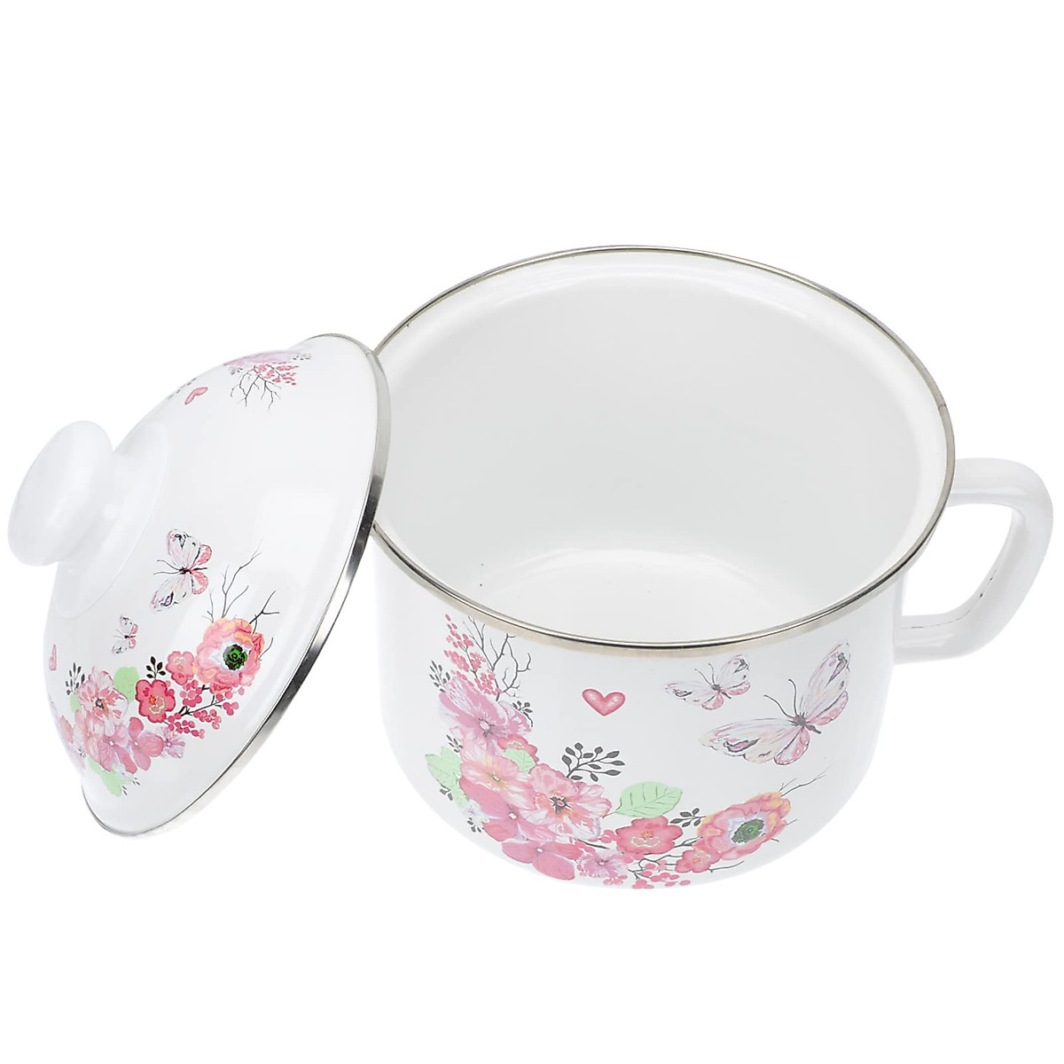 Hemoton 1Pc Enamel Soup Bowl Vintage Enameled Basin Retro Enameled Instant Noodles Bowl Lard Pot with Lid Large Salad Serving Bowl Ramen Basin