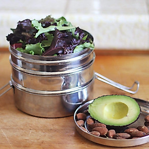 Ecolunchbox Tri Bento 3 Level Stainless Steel Bento Bowl Food Container Lunch Box - Holds 4.5 Cups - Not Leakproof