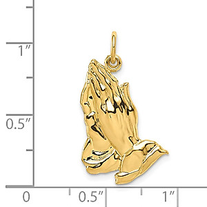 Solid 14k Yellow Gold Praying Hands Pendant Charm - 26mm x 19mm