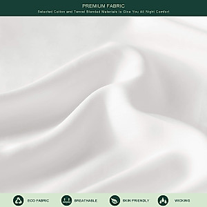 CHUN YI Luxury Cotton Bed Sheet Set, 4 Piece Full Bedding Sets-Tencel Fitted, Flat Sheet & Pillowcases, Deep Pocket to Easily Cover Mattress(White)