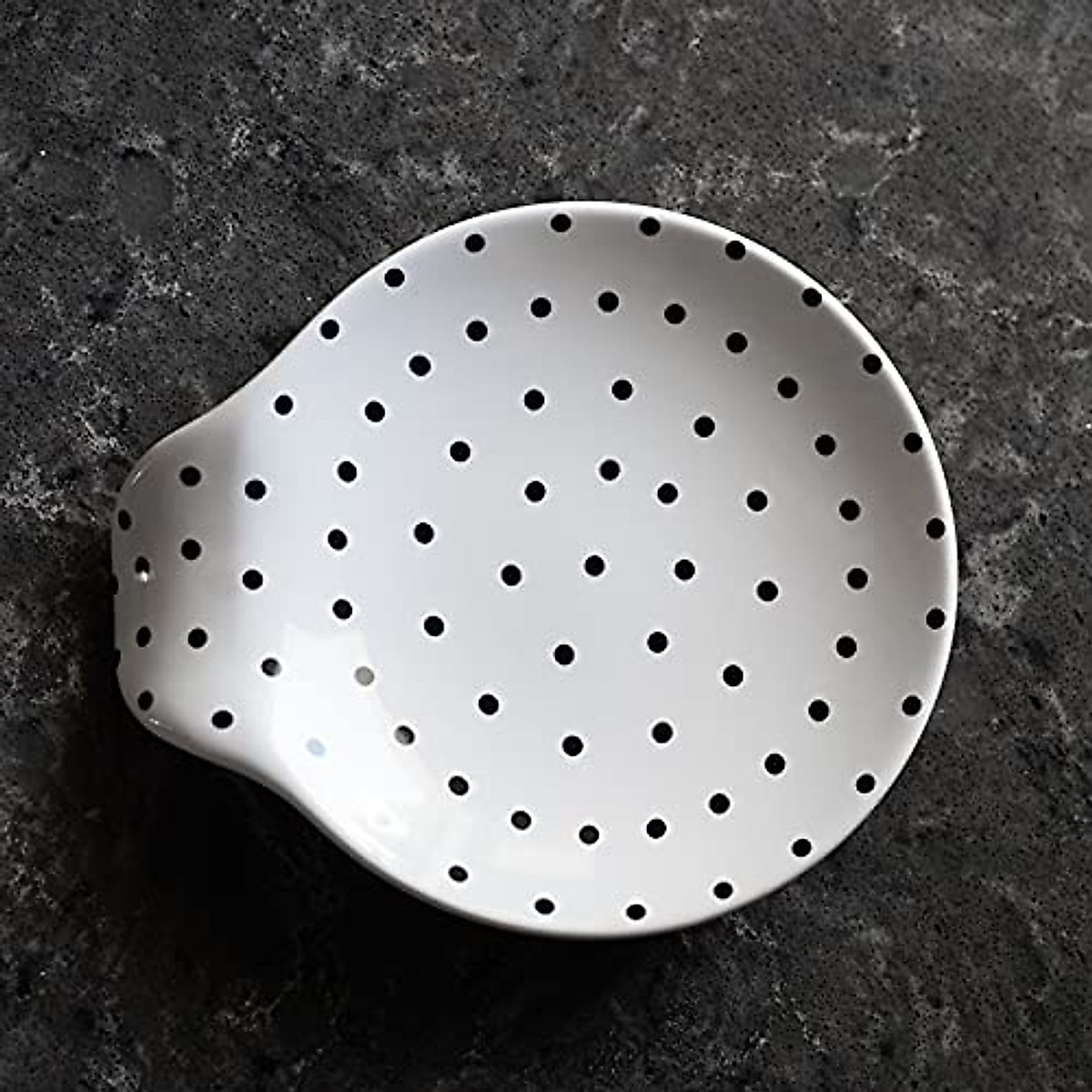 ML's Home Polka Dot Spoon Holder - Ceramic spoon rest for Kitchen Counter, Stove Top | Coffee spoon holder | Spatula holder | Utensil holder | Ladle holder |, BlackWhite