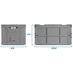 Mount-It! Collapsible Plastic Storage Crate, Folding and Stackable Utility Distribution Container with Attached Lid, 65L Liter Capacity, Pack of 1