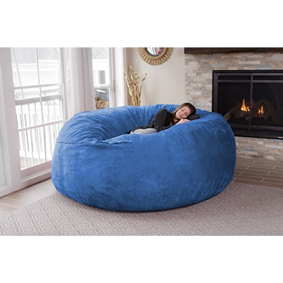 Chill Sack Bean Bag Chair: Giant 8' Memory Foam Furniture Bean Bag - Big Sofa with Soft Micro Fiber Cover - Royal Blue