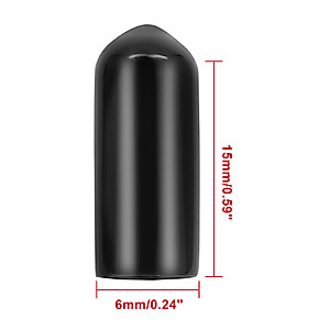Bonsicoky 24 Pcs Round Rubber End Caps, 1/4" (6mm) ID Vinyl Flexible Screw Thread Protectors, Black Bolt End Caps for Metal Tubing Rod Bolt