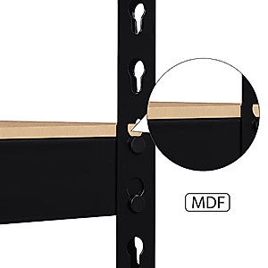 Topeakmart 5-Tier Utility Shelves, Metal Storage Shelves Garage Shelving Unit Adjustable Garage Storage Shelves Storage Racks Heavy Duty Shed Shelving- Black, 27.4 x 11.6 x 60 Inch