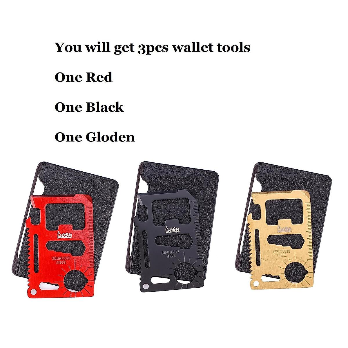 Cool Unusual Gadgets Gifts for Men 11-in-1 Wallet Multitool Tool All in One EDC tools (GOLD 11-in-one)