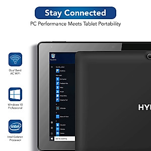 Hyundai HYtab Pro 10.1 Inch 2 in 1 Tablet Windows - FHD 1920 x 1200, Windows 10 Pro, 4GB RAM, 64GB Storage, Tablet with Keyboard Folio Case and Bluetooth Mouse, Black