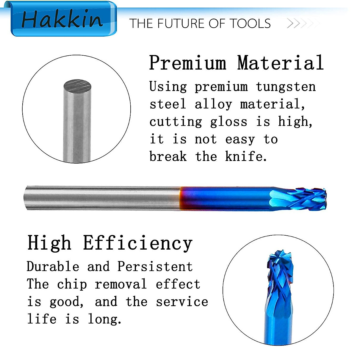 Hakkin 20 Pcs Carbide Rotary Burrs Set, End Mill CNC Router Bit, 1/8" Shank Nano Blue Coating Ball Nose End Mill, Double Cut Coat Rotary Drill for Die Grinder Woodworking, Engraving, Drilling, Carving