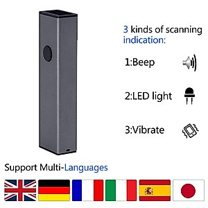 2D QR Wireless Bluetooth Alloy Metal Barcode Scanner,Symcode Portable Handheld Barcode Reader Scanner 3-in-1 Aluminum Alloy Metal Outer Box Barcode Scanner