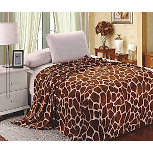 Home Must Haves Ultra Soft Micro Plush Warm Cozy Premium Flannel Bed Sofa Couch Picnic Blanket (Queen 80"x80", Giraffe Skin Print)