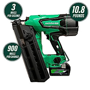 Metabo HPT 36V MultiVolt Cordless Framing Nailer | Uses 21 Degree Full Round Head Plastic Strip Nails | Includes Battery and Charger | NR3690DR
