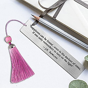 Hafhue Happiness Can be Found Even in The Darkest of Times, If One Only Remembers to Turn On The Light Metal Bookmark Book Lover Gifts for Women Back to School Gifts