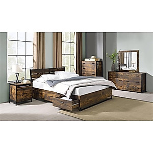 Acme Juvanth Wooden Nightstand with 2-Drawer in Rustic Oak and Black
