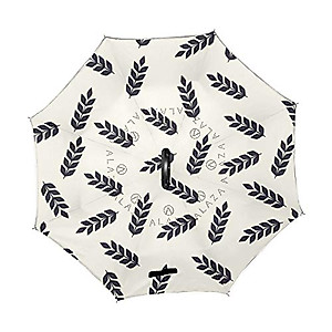 Nander Leaves Double Layer Inverted Umbrellas Reverse Folding Umbrella Windproof UV Protection Straight Umbrella Inside Out Upside Down for Car Rain Outdoor with C-Shaped Handle