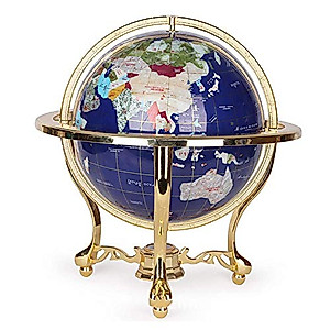 World Globe,Large Gemstone Globe Desktop Home Decoration Earth Globe-for Educational Geographic Modern,Blue-22cm (White 22cm) (Blue(a) 33cm)