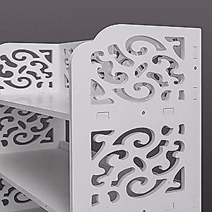 Portable Shoe Rack Storage Unit Shelves Shoe Storage Cabinet, Stackable Wood-Plastic Board 5 Tiers Carved Shoe Shelf Storage Organizer for Entryway Closet Bedroom,White