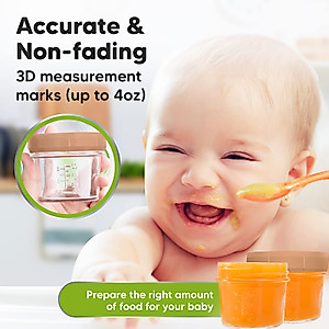 KeaBabies 12-Pack Baby Food Containers and Silicone Baby Food Freezer Tray with Clip-on Lid - 4 oz Glass Food Jars - Breast Milk Trays for Freezer