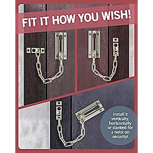 Jack N’ Drill Chain Door Guard with Lock - 2 Pack Chain Lock Door Guard, Sturdy & Rust-Resistant Steel Chain Locks for Inside Door and Extra Front Door Lock, 100% Child Safe (Silver Satin Nickel)