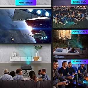 Mini Projector Native 720P Full HD, Portable Video Projector Outdoor Movie Projector, LED Home Theater Projector 1080P and 300" Supported, Compatible with PS4, PC, VGA, TV Stick, HDMI, AV and USB