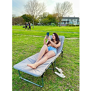 3 In 1 Women Comfy Tanning Chair with Mattress Face Hole, Heavy Duty Folding Chaise Lounge Chair with Pad Cushion 5 Position for Outside Sunbathing Reading Patio Beach Poolside Lawn Camping, 300 LBS
