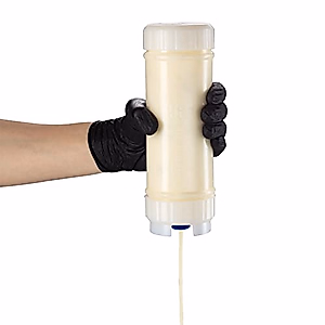 San Jamar Ez Kleen Plastic Sauce Bottle with Medium Valve for Thick Sauces and Relish, 16 Ounces, White