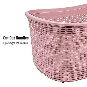 Mind Reader Basket Collection, Laundry Basket, 40 Liter (10kg/22lbs) Capacity, Cut Out Handles, Ventilated, Pink