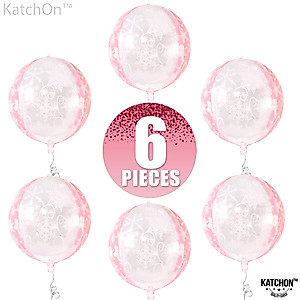 KatchOn, Huge 22 Inch Pink Snowflake Balloons - Pack of 6 | Mylar Snowflake Balloon, Pink Snowflake Decorations | Winter Onederland 1st Birthday Girl Decorations | Baby Shower, Christmas Decorations
