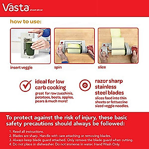 Vasta Veggie & Fruit Sheet Slicer, Stainless Steel Blade, 2 Attachements