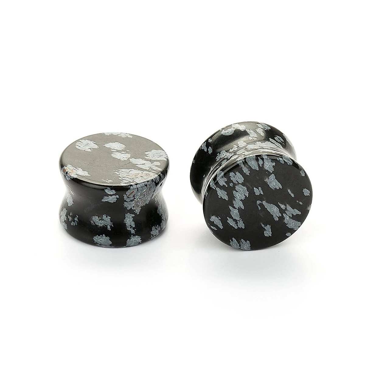 CABBE 10pcs Natural Stone Plugs Ear Gauges Kit Gauges 2g - 20mm Saddle Style Double Flared Expander Set Stretcher Body Piercing Jewelry, Gauge 1/2" = 12mm