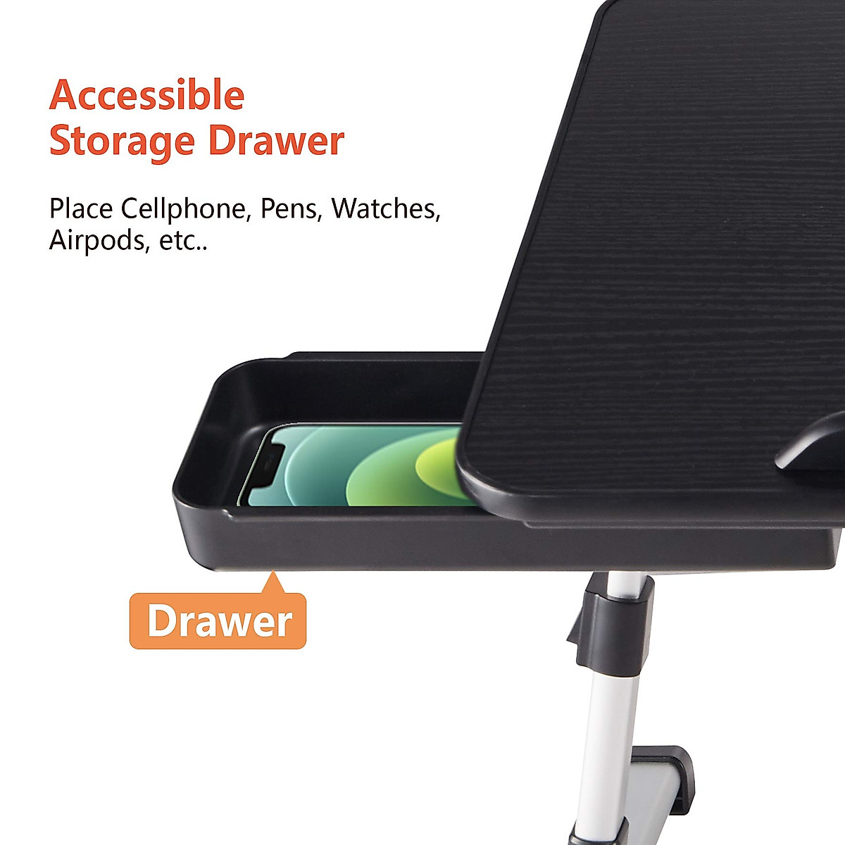 Lap Desk for Laptop,BUILDEC Adjustable Laptop Stand for Desk with Storage Drawer,Foldable Legs Standing Lap Table for Reading, Eating, Working, Writing, Gaming and Drawing in Bed Sofa Couch Floor…