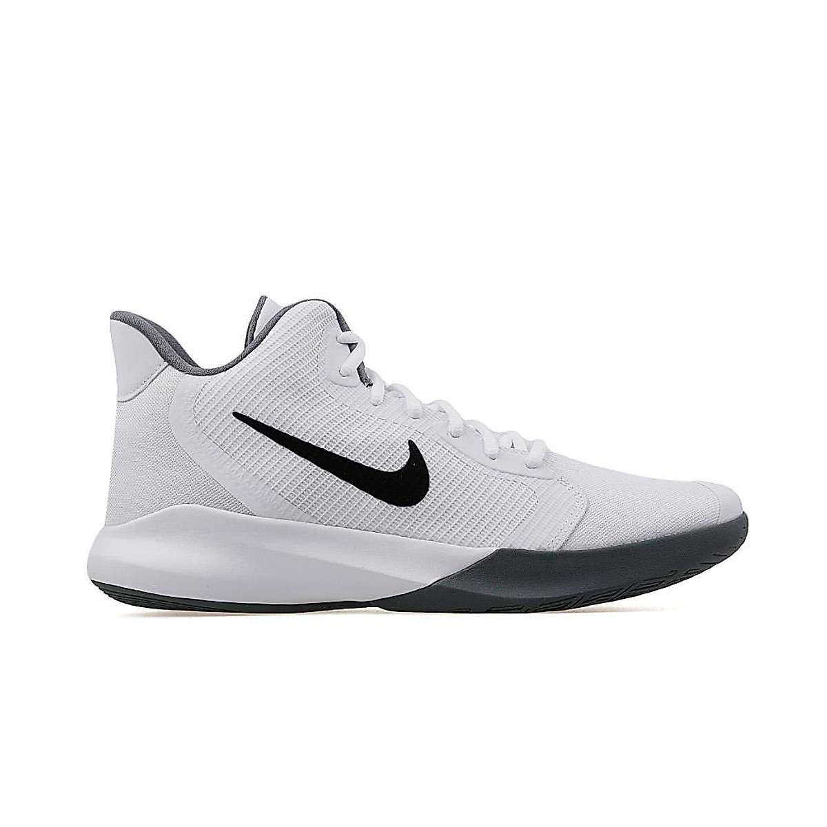 Nike Unisex-Adult Precision III Basketball Shoe, White/Black, 3.5 Regular US