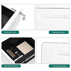 YITAHOME 2 Drawer Rolling File Cabinet, Metal Mobile Filing Cabinet with Lock Under Desk, Anti-Tilt File Cabinet for Legal/Letter Files in Commercial Office Home, White