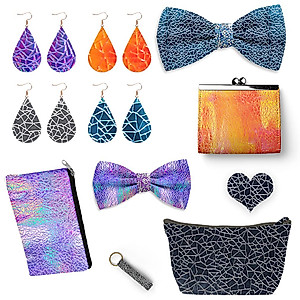 HYANG Mirror Embossed Metal Water Cube Lavender PU Faux Leather Sheets 1 Roll 12"X53"(30cmX135cm), Faux Leather Very Suitable for Leather Earrings, Bows, Handbag ，Sewing ，Crafts Making