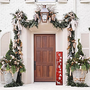 CHRISTMAS DOOR DECOR-Merry Christmas Wooden Welcome Sign Vertical Porch Sign