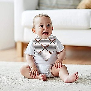 LNGLAT 3-Pack Baby Bandana Drool Bibs for Boys and Girls with Adjustable Snaps, Organic Cotton Soft and Absorbent Newborn bibs, Toddler Baby Baseball Pattern Bibs for Drooling and Teething