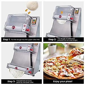 Hakka Pizza Dough Roller Sheeter - Professional Grade with Adjustable Thickness and Size, 370W, 110V