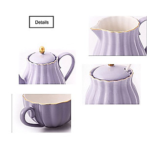 CHOOLD Elegant Flower Design Ceramic Sugar and Creamer Set with Lid Spoon Creamer Serving Set Coffee Serving Set Wedding Gift 7.5oz