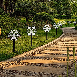 White Solar Christmas Pathway, Snowflake Lights with Stake Outdoor Waterproof, 5-LED Decorative Lights for Garden Yard Street Pathway Park Christmas Wedding