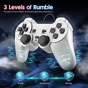 FIOTOK Wired Controller Compatible with PS2 Console with Upgraded Joystick/Double Shock/with 2.2M Cable PS2 Remote Gamepad | Enhanced (Grey)
