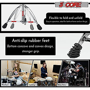5 CORE Drum Throne Height Adjustable Guitar Stool Thick Padded Memory Foam DJ Chair Seat with Anti Slip Feet Multipurpose Musician Chair for Adults and Kids Drummer Cello Guitar Player DS CH BLK