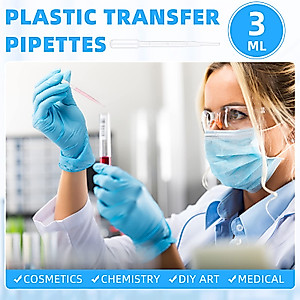 Buryeah 1000 Pcs Plastic Pipettes Droppers 3ml Disposable Transfer Pipettes Eye Dropper Small Graduated Pipettes Dropper for Science Laboratory, DIY Art, Essential Oils Makeup