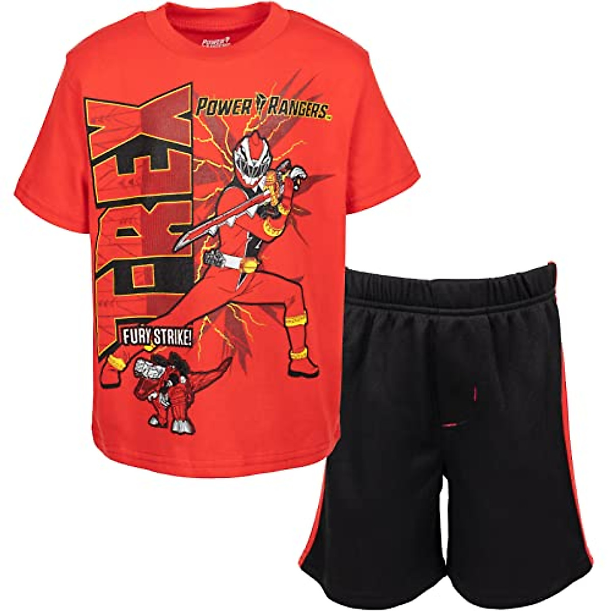 Power Rangers Little Boys Graphic T-Shirt and Mesh Shorts Outfit Set Black/Red 6