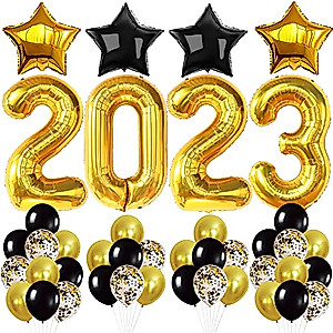 Big, 40 Inch Gold and Black 2023 Balloons Set - Graduation Decorations | Gold and Black Graduation Party Decorations | 2023 Numbers Balloons for Graduation Party Supplies, Class of 2023 Decorations