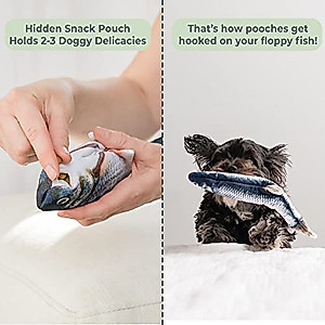 Floppy Fish Dog Toy - Interactive Dog Toy with Moving Tail + EXTRA SKIN | USB Charged Flopping Fish Toy for Dogs up to 30lb | Small Dog Toys Interactive for Excercise & IQ | Machine-Washable Cover