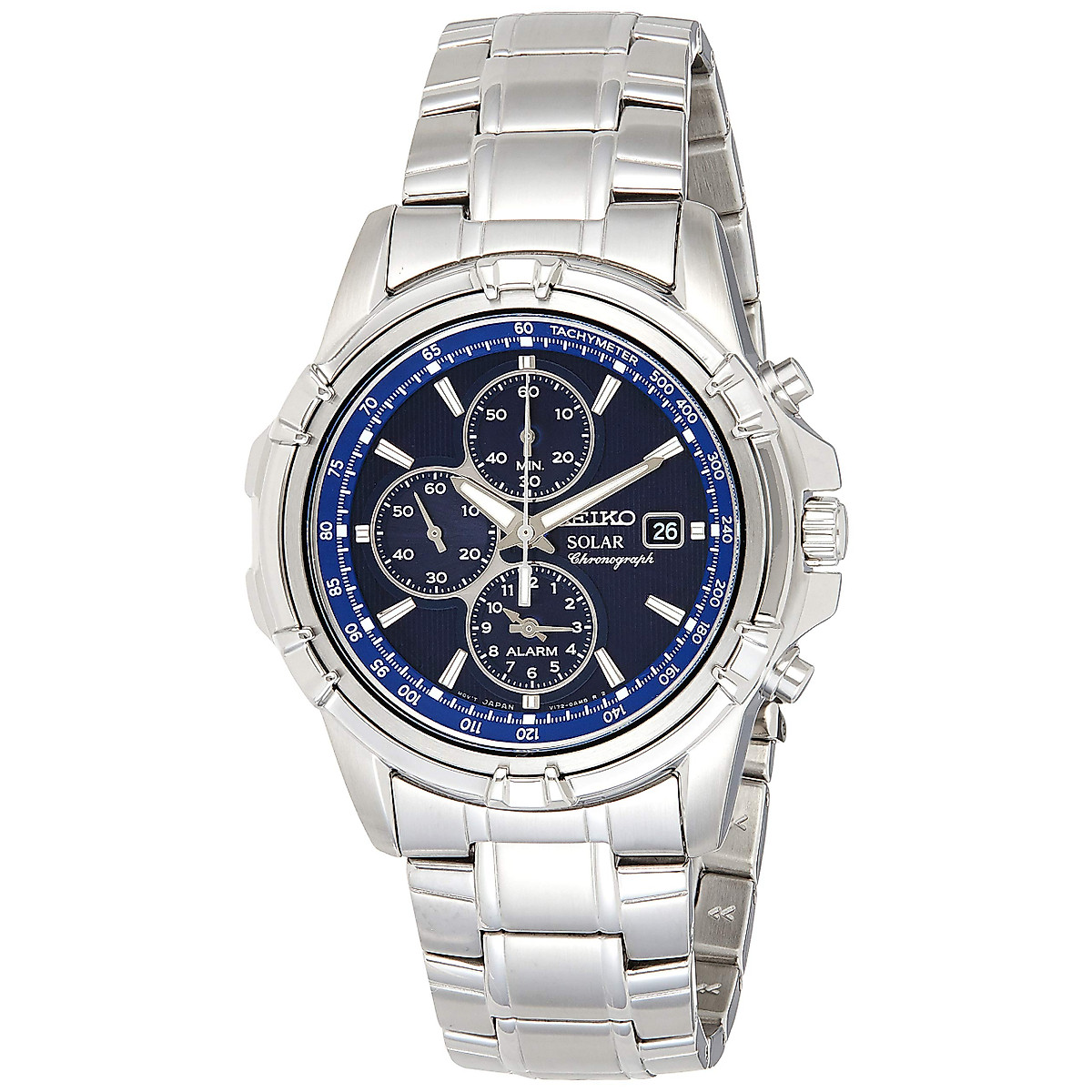 Seiko Men's SSC141 Stainless Steel Solar Watch with Blue Dial