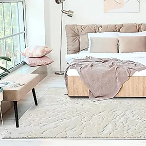 LUXE WEAVERS Abstract Textured Marble Swirl Cream 8x10 Area Rug