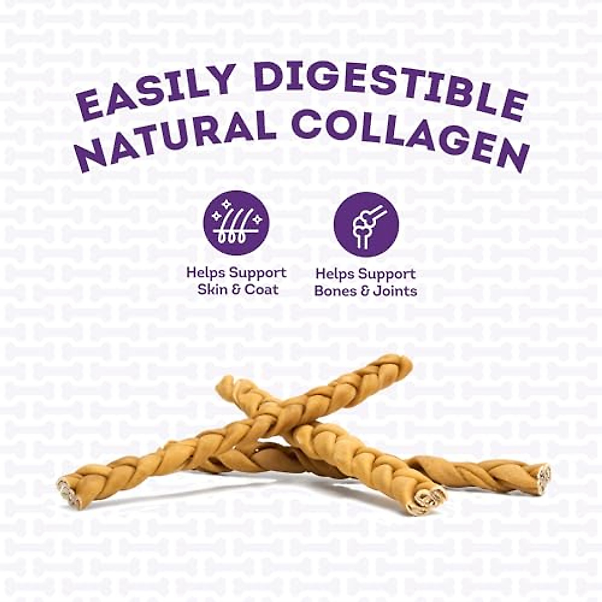 Treatly USA Collagen Braids 12-13" Dog Chew Treats - Chicken Marinade Flavor, 3 Count/1 Pack