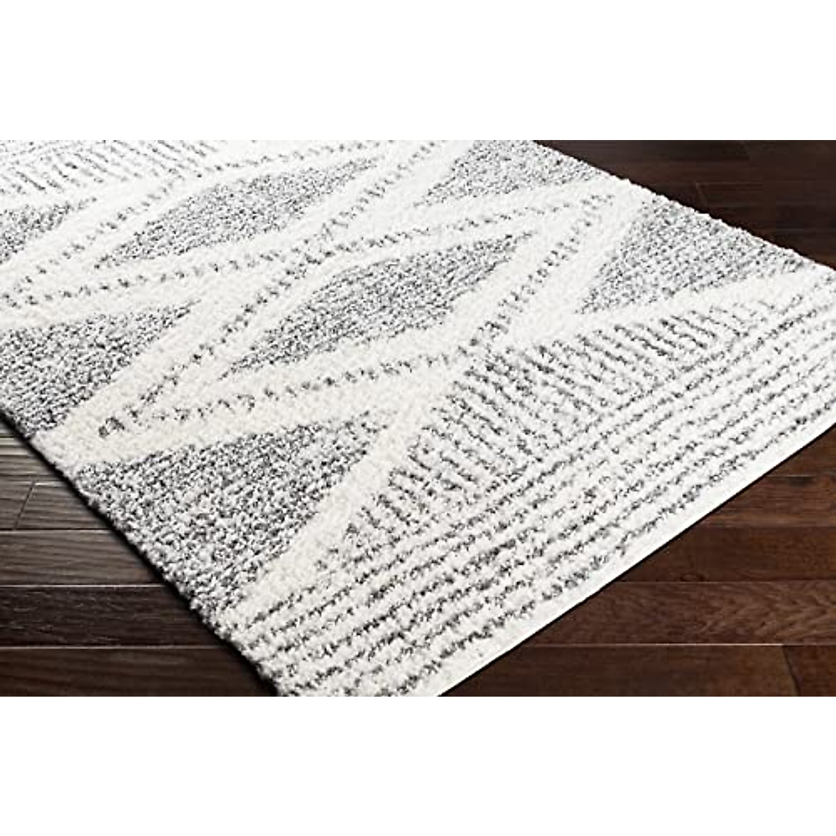 Trunding Moroccan Farmhouse Living Room Bedroom Shaggy Area Rug - Bohemian Shag Rug - Plush High Pile - Southwestern Boho Soft Carpet - Tribal Aztec - Black, Cream, Grey, Beige - 7'10" x 10'3"