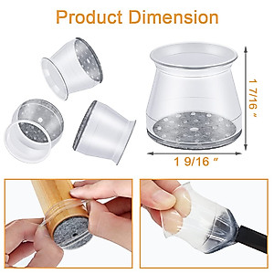 32 Pcs Chair Leg Protectors for Hardwood Floors, Silicone Felt Furniture Leg Cover Pad for Protecting Floors from Scratches and Noise, Smooth Moving for Chair Feet Transparent