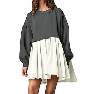 Lightning Deals of Today Prime Clearance Oversized SweatshirtCrewneck Mini Dress Pullover Tops Relaxed Fit Sweatshirts Trendy Outfits Deal of The Day Prime Today ropas de Mujer en oferta My Orders